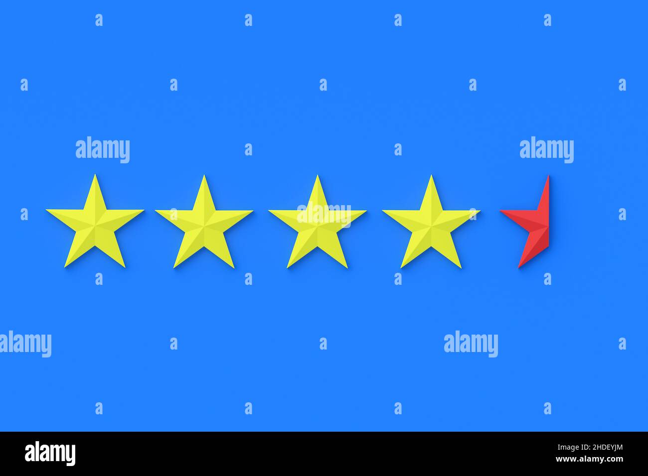 Four yellow stars and one red half on blue background. Concept of low ...