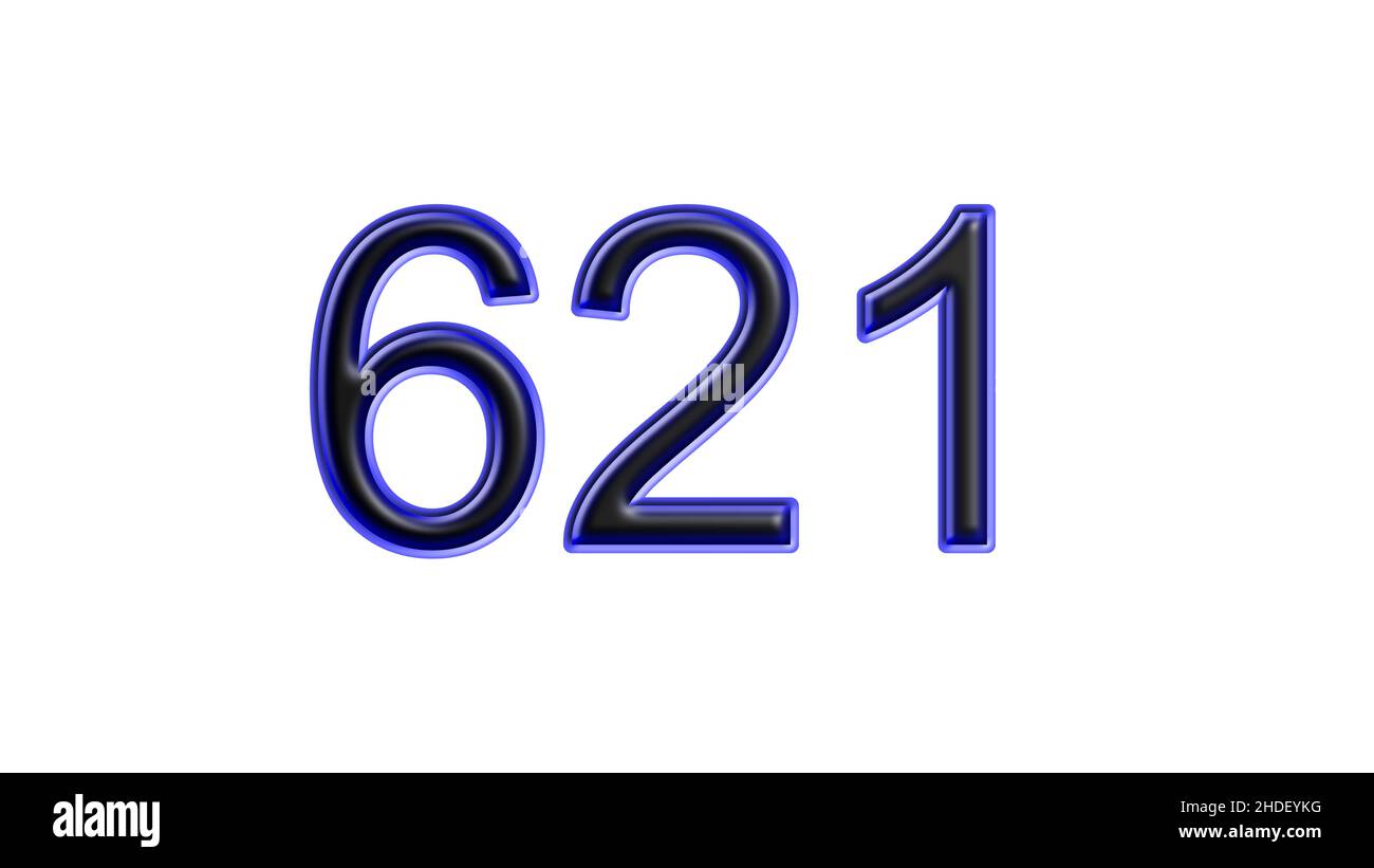 blue 621 number 3d effect white background Stock Photo - Alamy