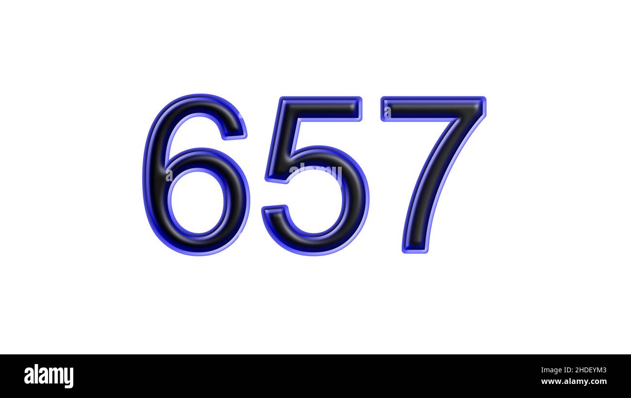 blue 657 number 3d effect white background Stock Photo - Alamy