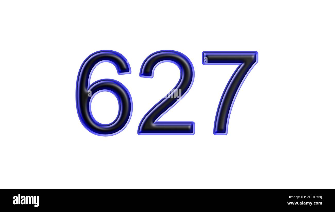 blue 627 number 3d effect white background Stock Photo - Alamy