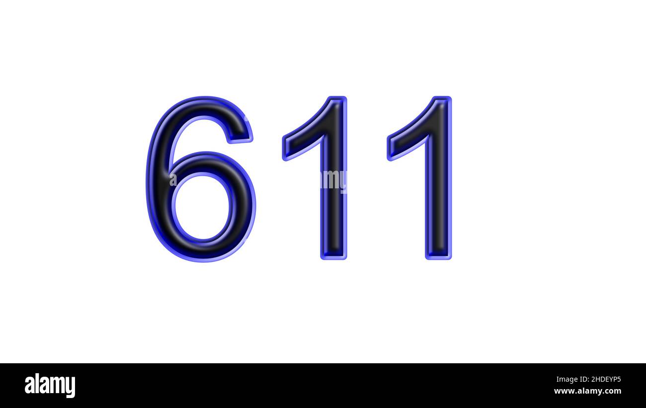 blue 611 number 3d effect white background Stock Photo - Alamy