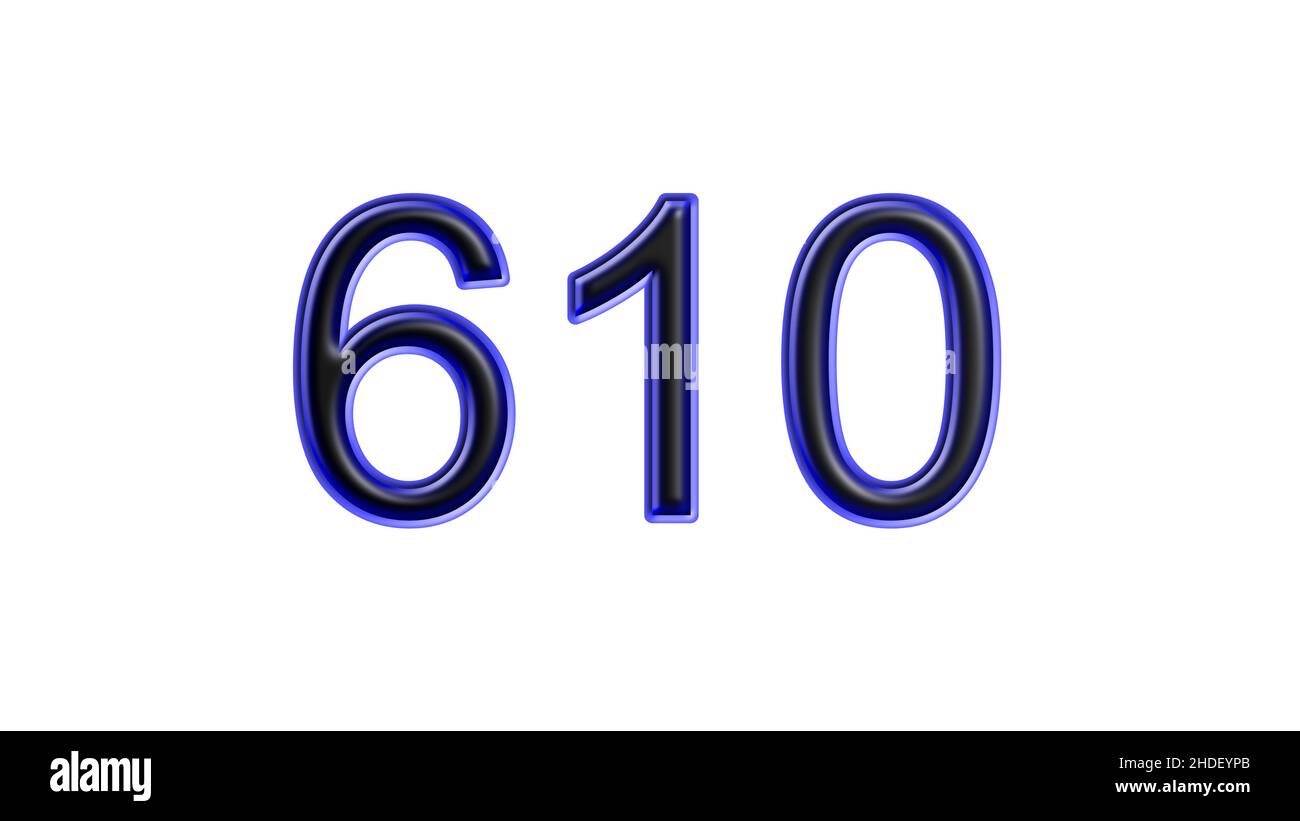 blue 610 number 3d effect white background Stock Photo - Alamy