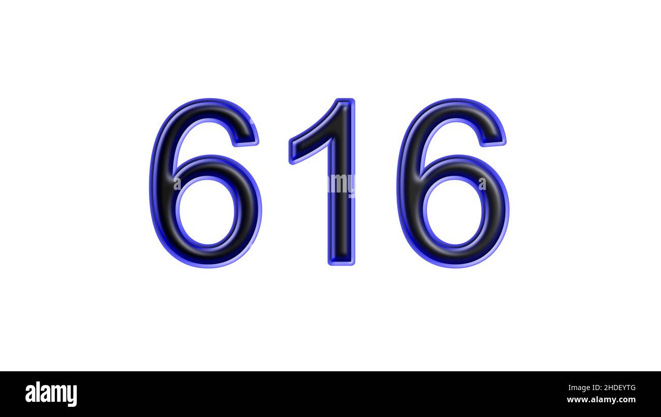 blue 616 number 3d effect white background Stock Photo - Alamy