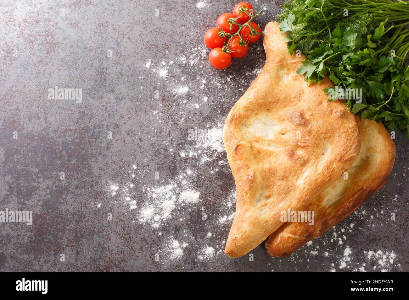 Traditional national Georgian Shoti bread close up in the table ...