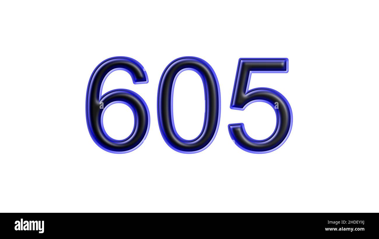 blue 605 number 3d effect white background Stock Photo - Alamy
