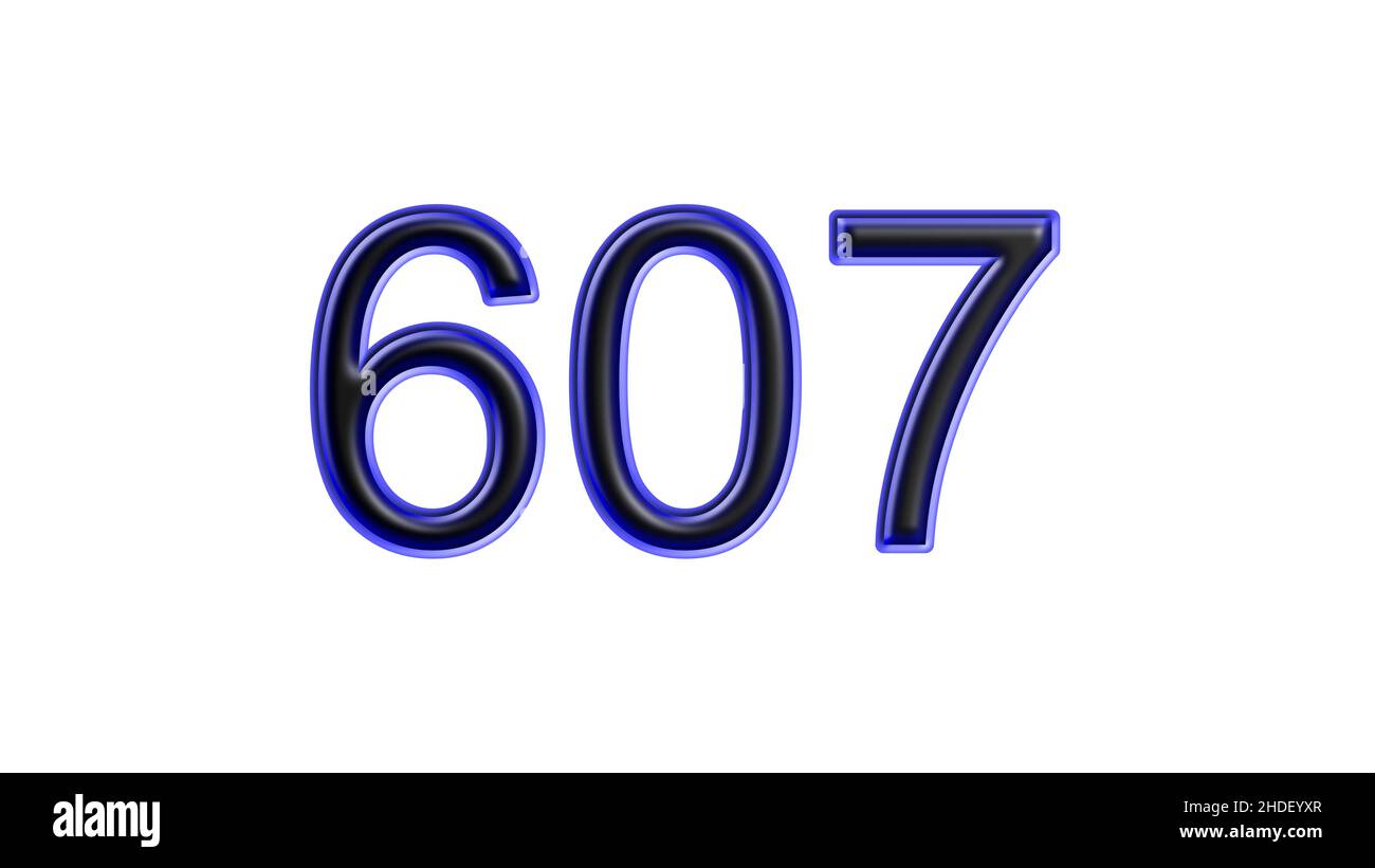 blue 607 number 3d effect white background Stock Photo - Alamy