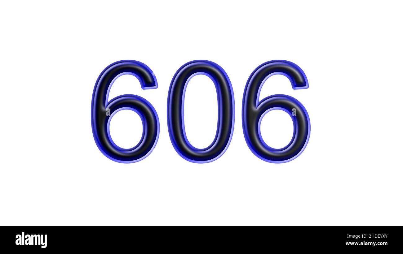 blue 606 number 3d effect white background Stock Photo - Alamy