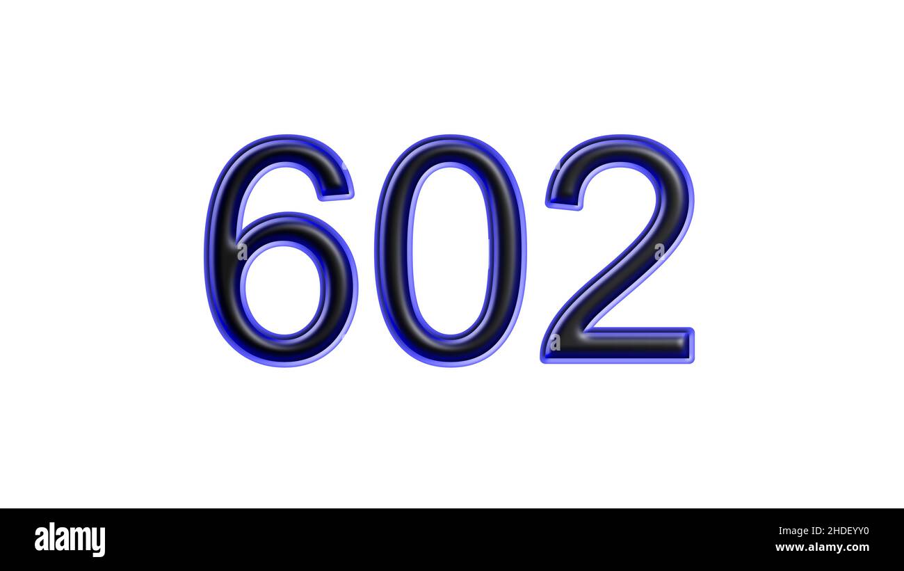 blue 602 number 3d effect white background Stock Photo - Alamy