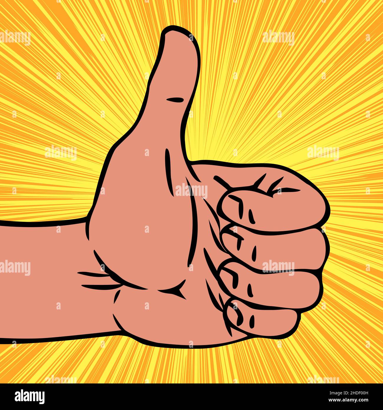 Male hand makes ok gesture with thumb. Contour black drawing. Vector ...