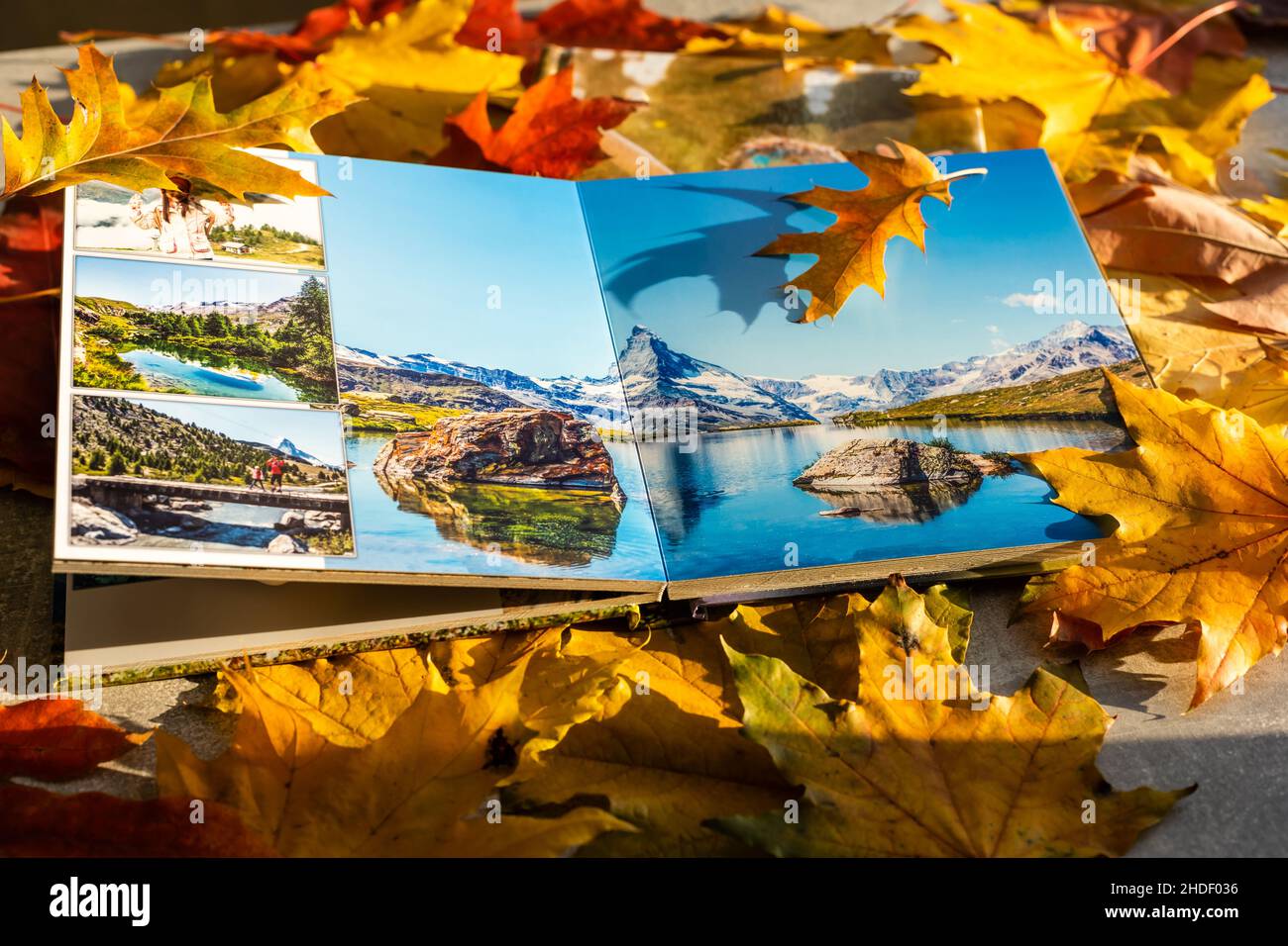 Album for photos in bright autumn foliage Stock Photo - Alamy