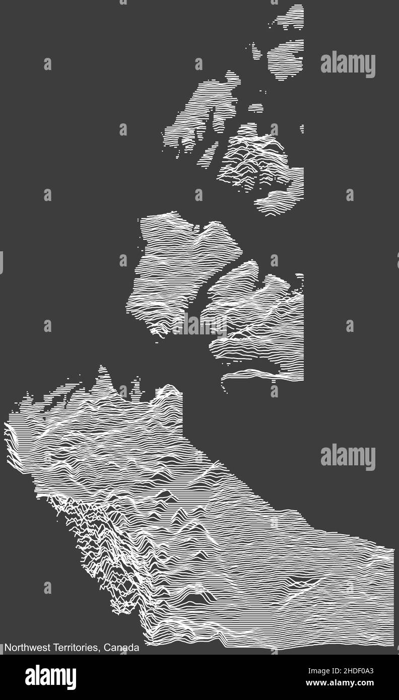 Topographic negative relief map of the Canadian territory of NORTHWEST ...