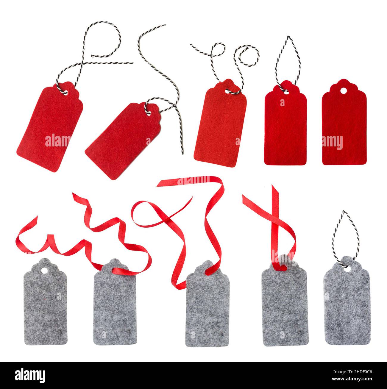 Collage of gift tags isolated on white background. Sale labels. Price ...