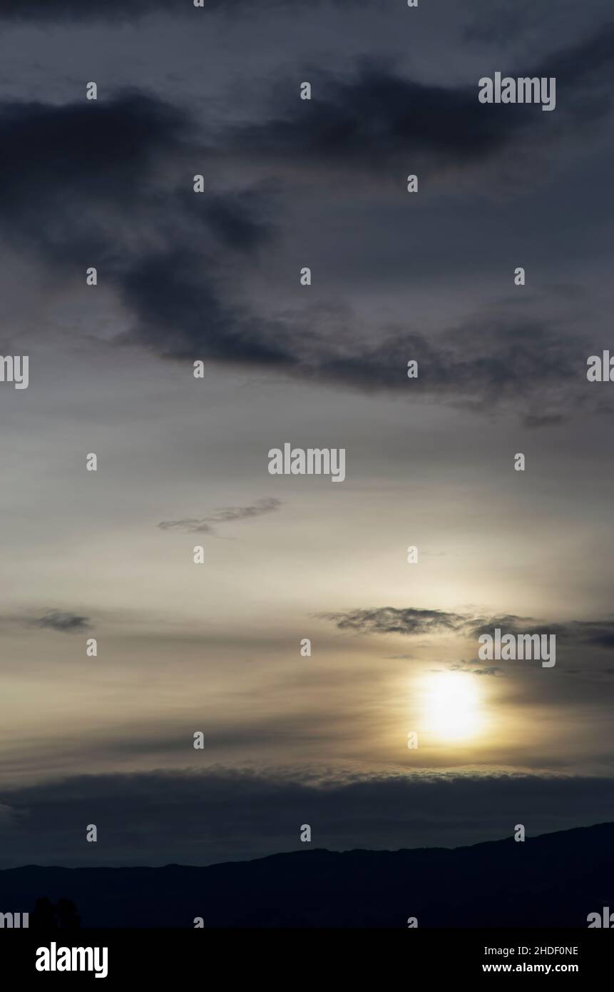 Very peaceful sunset over the far west Andean mountains of the plateau ...