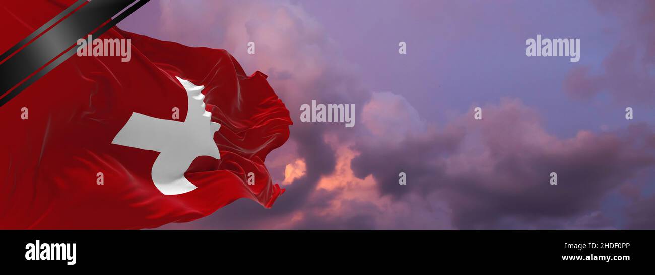 national flag of switzerland with Mourning Ribbon. memory of victims of ...