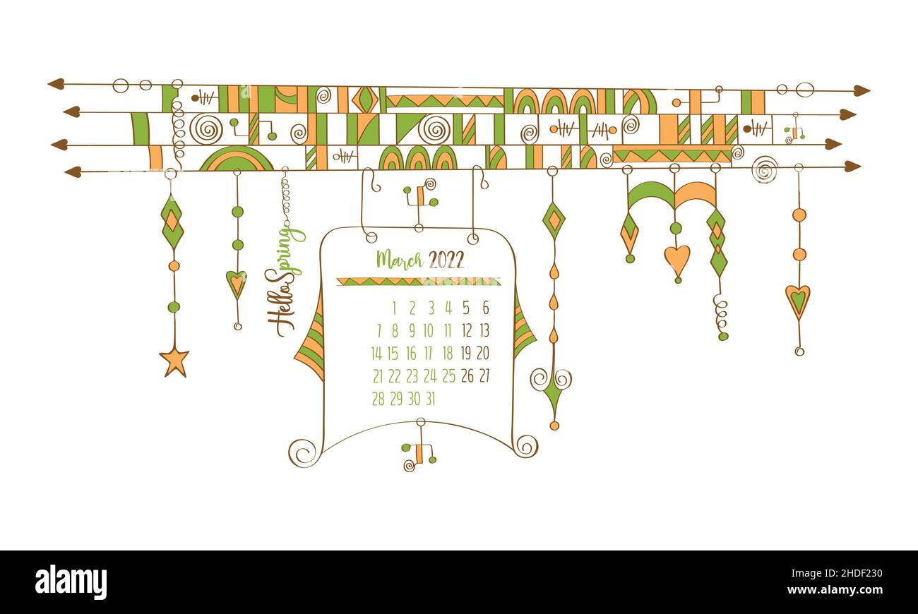 March 2022 calendar zen dangles, zenspiration, hand drawing doodling ...