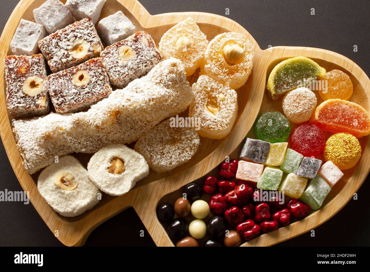 Traditional Turkish delight with hazelnut, pistachio and plain Stock ...