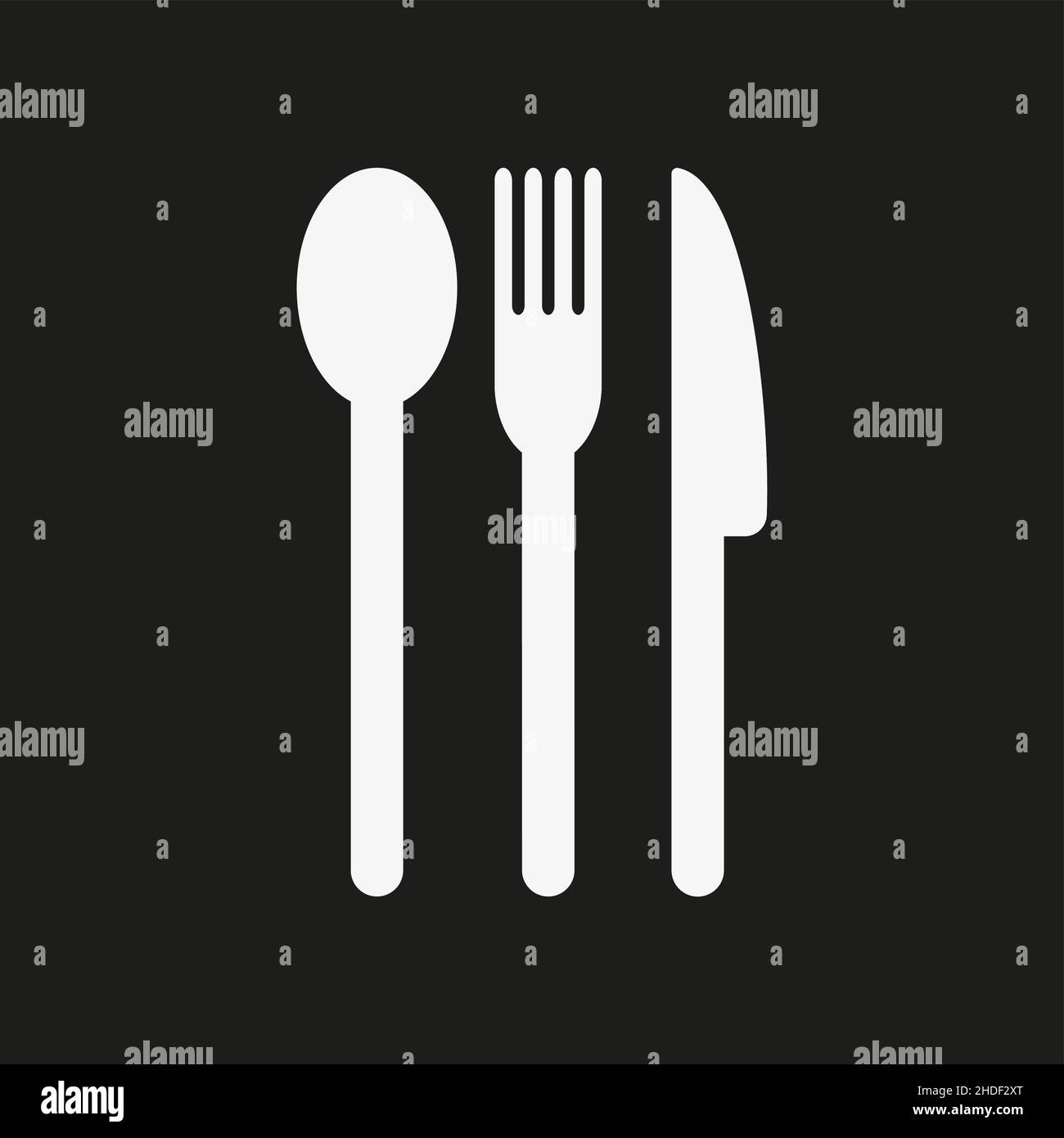 White vector icon of cutlery on black background Stock Vector Image ...