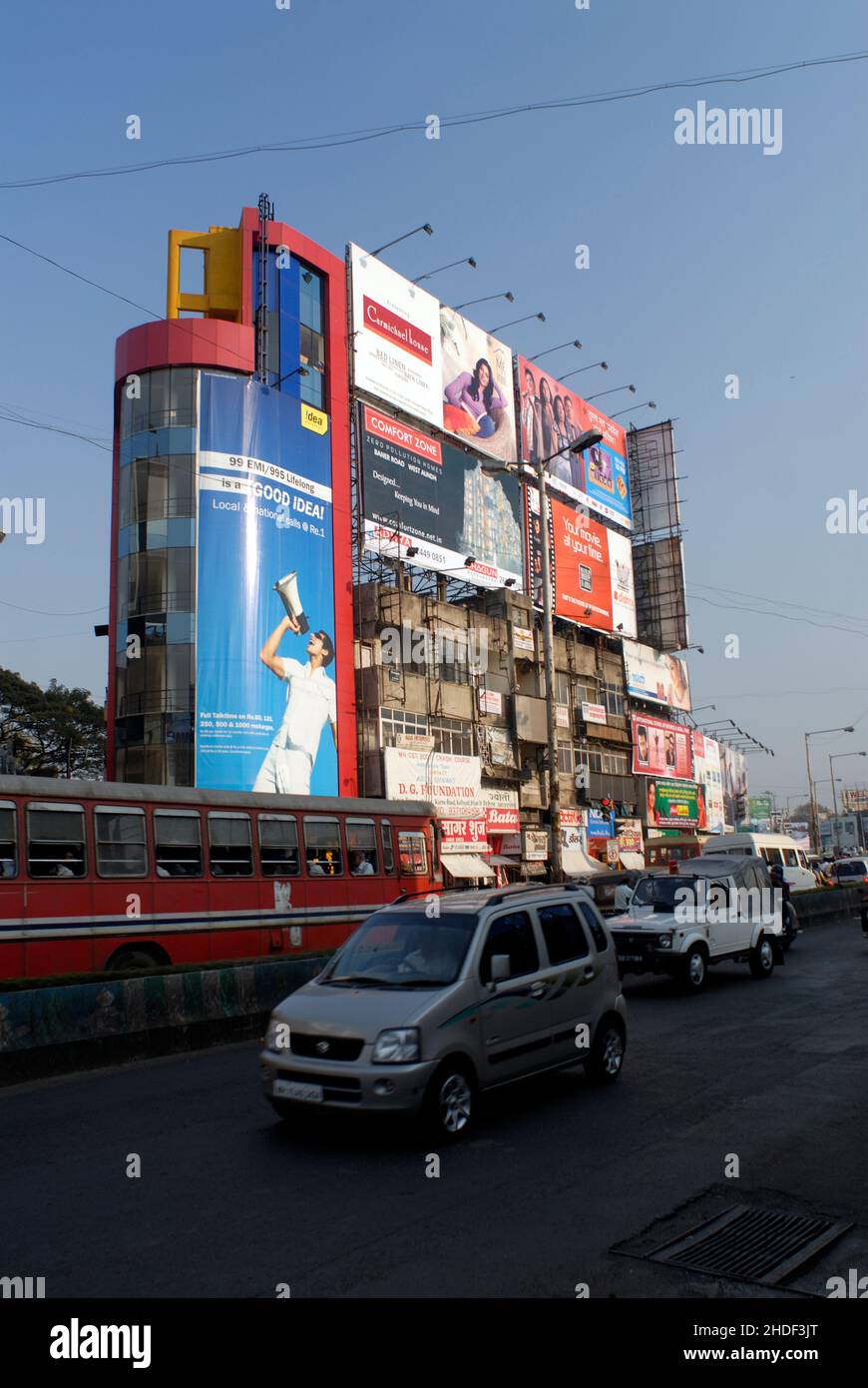 Large size advertises hanging on the building at Khanduji Baba chowk ...