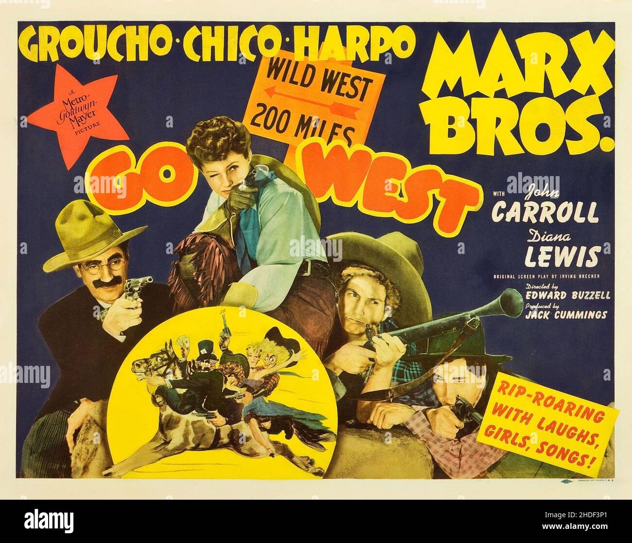 HARPO MARX, CHICO MARX and GROUCHO MARX in GO WEST (1940), directed by ...