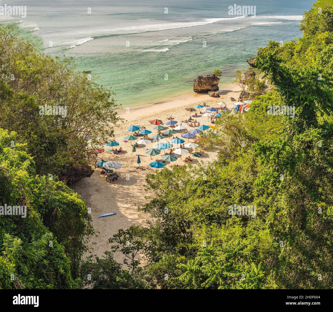 Padang Padang Beach, Big panorama, Bali Island Indonesia Stock Photo ...