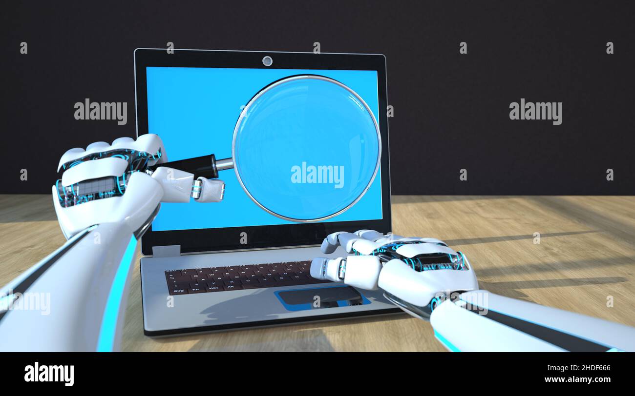 computer, research, magnifying glass, robotics, computers, computing ...