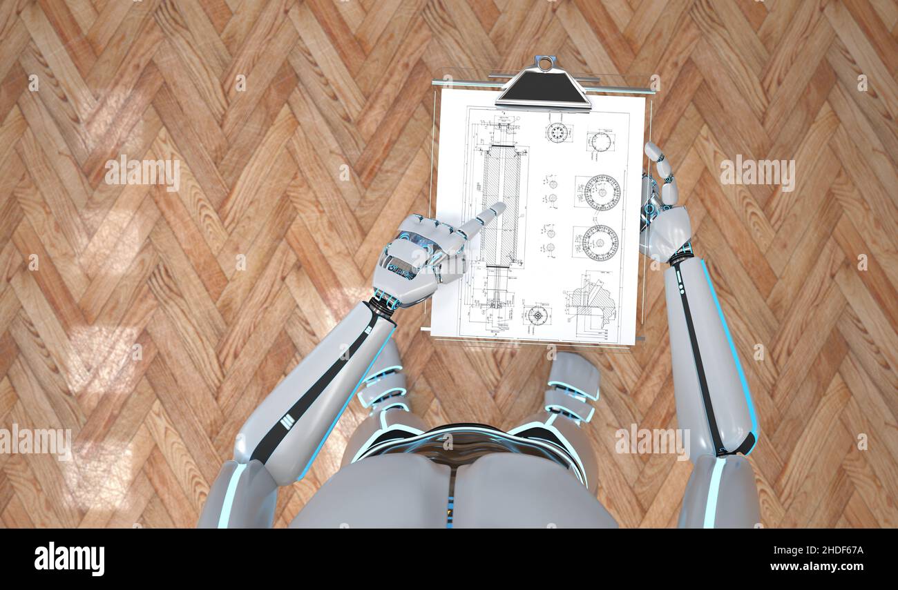 robot, technical drawing, robotics, robots Stock Photo - Alamy