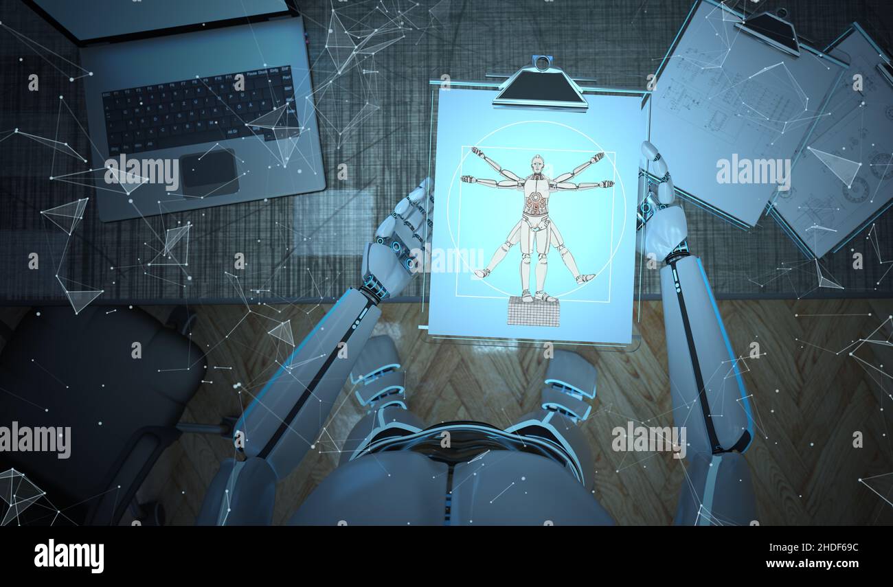 robot, ideal, Vitruvian Man, robots, ideals, perfection Stock Photo - Alamy
