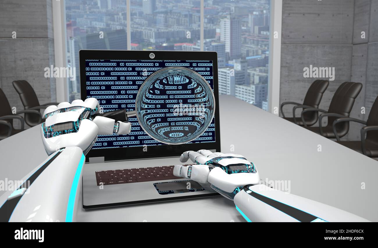 magnifying glass, artificial intelligence, robotics, artificial ...