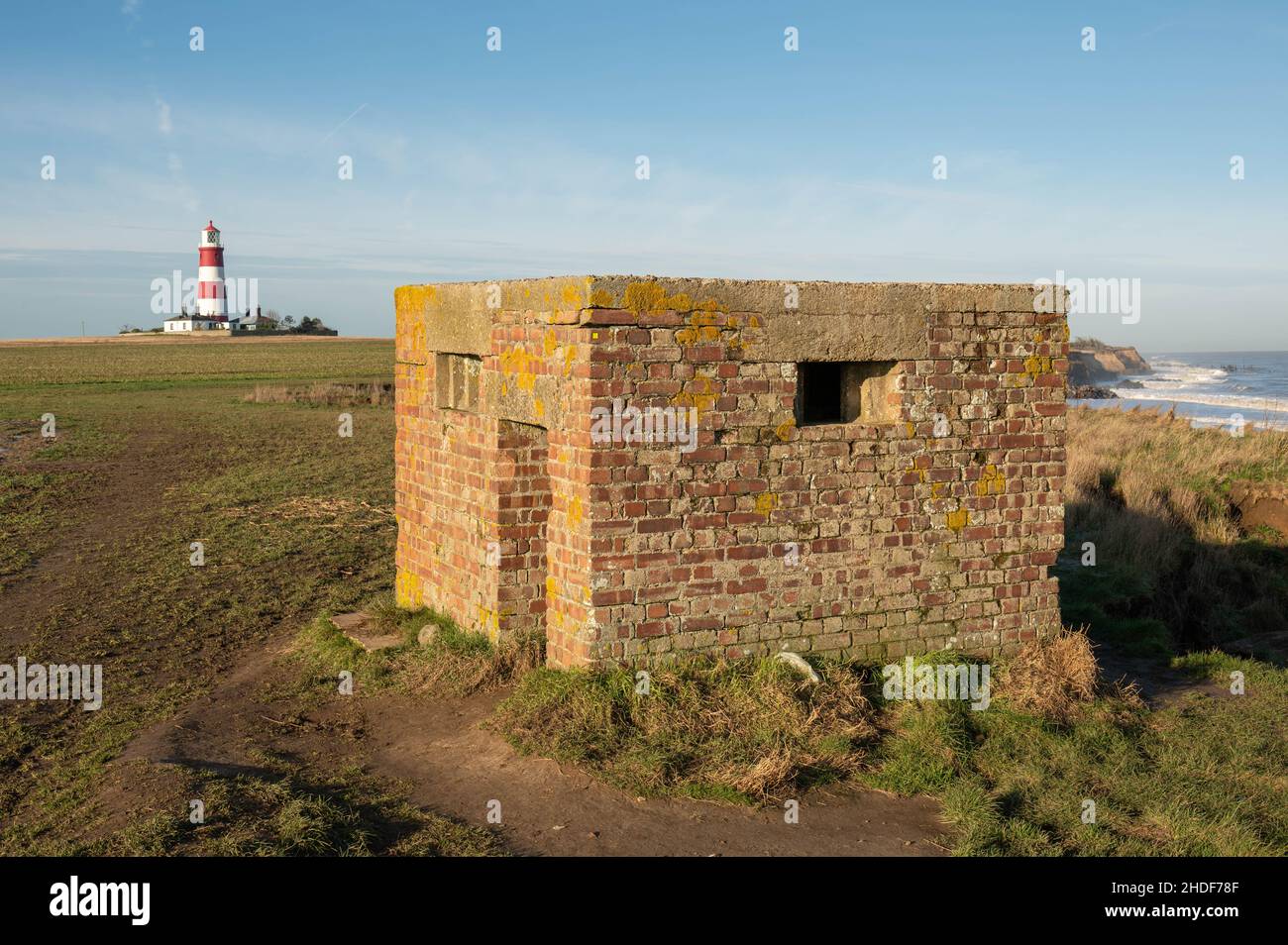 A view of a world war two Happisburgh pill box with Happisburgh ...
