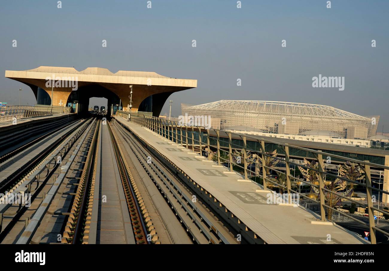 General view of Al Riffa Doha Metro station and Ahmed bin Ali Stadium ...