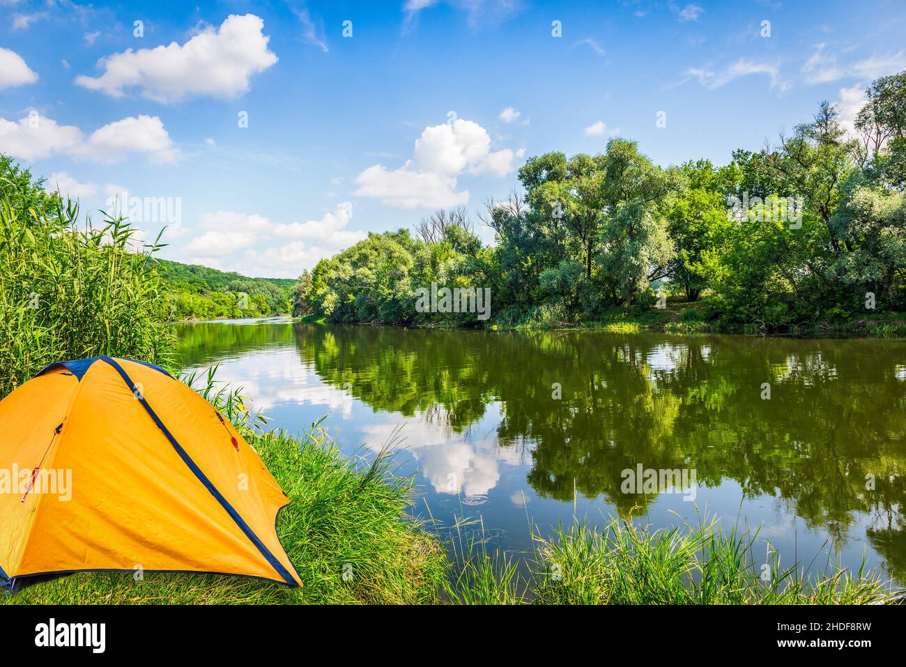 riverbank, tent, camping, riverbanks, tents, camp, camper Stock Photo ...