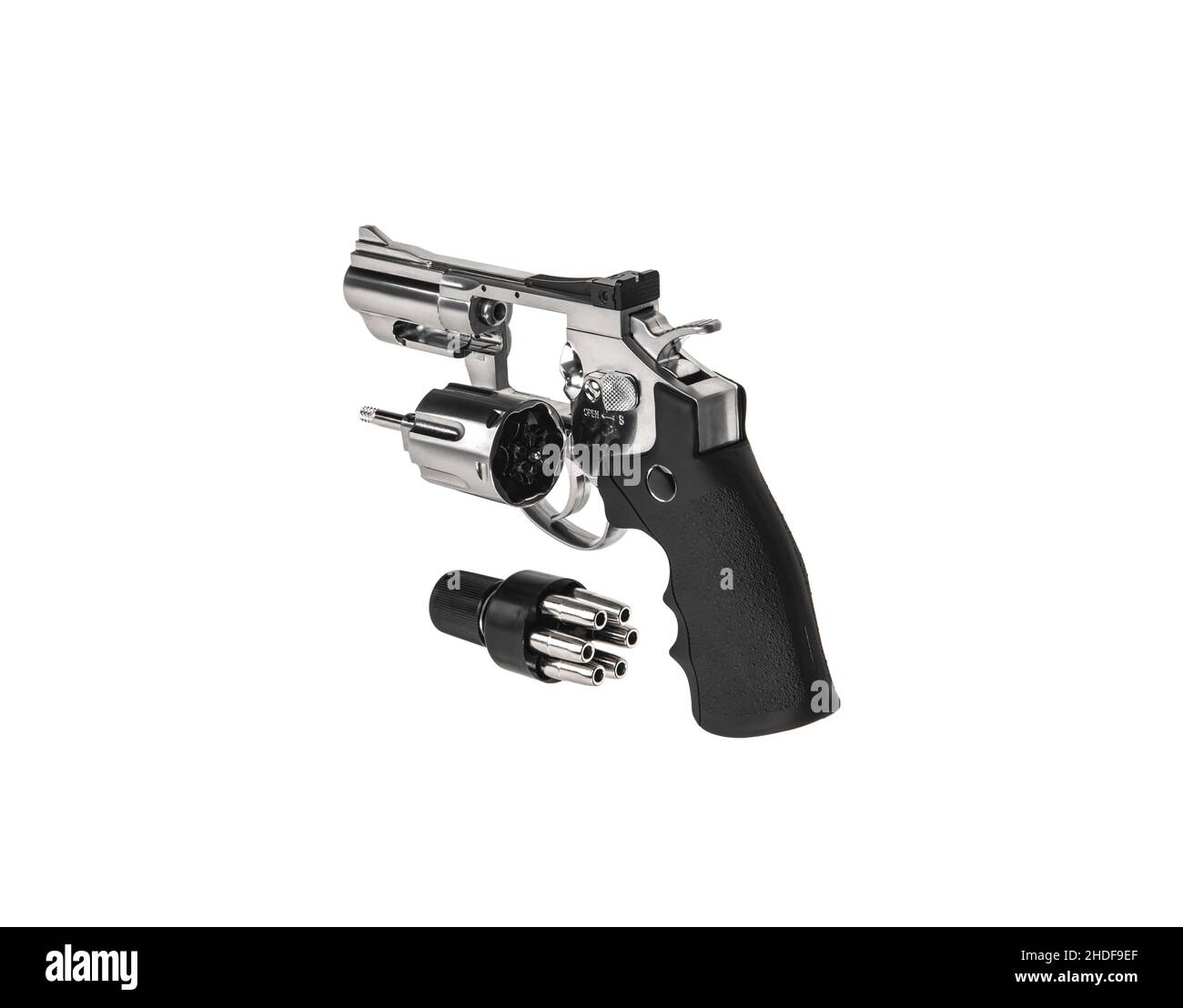 Silver gun revolver isolate on a white background. Pistol. Weapons for ...