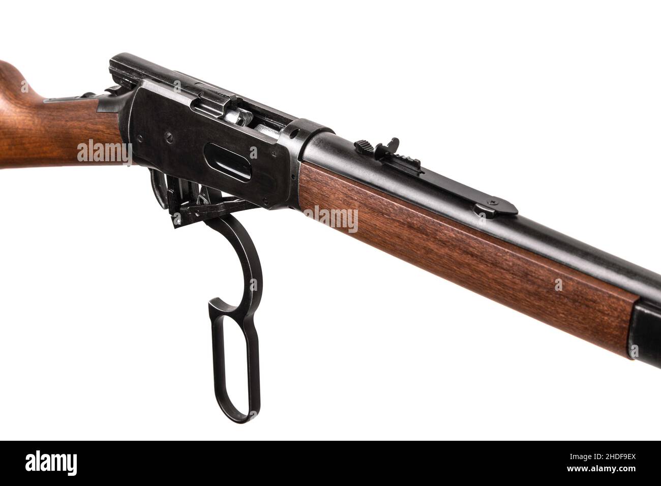 American rifle of the times of the wild west. Vintage weapons. Isolate ...