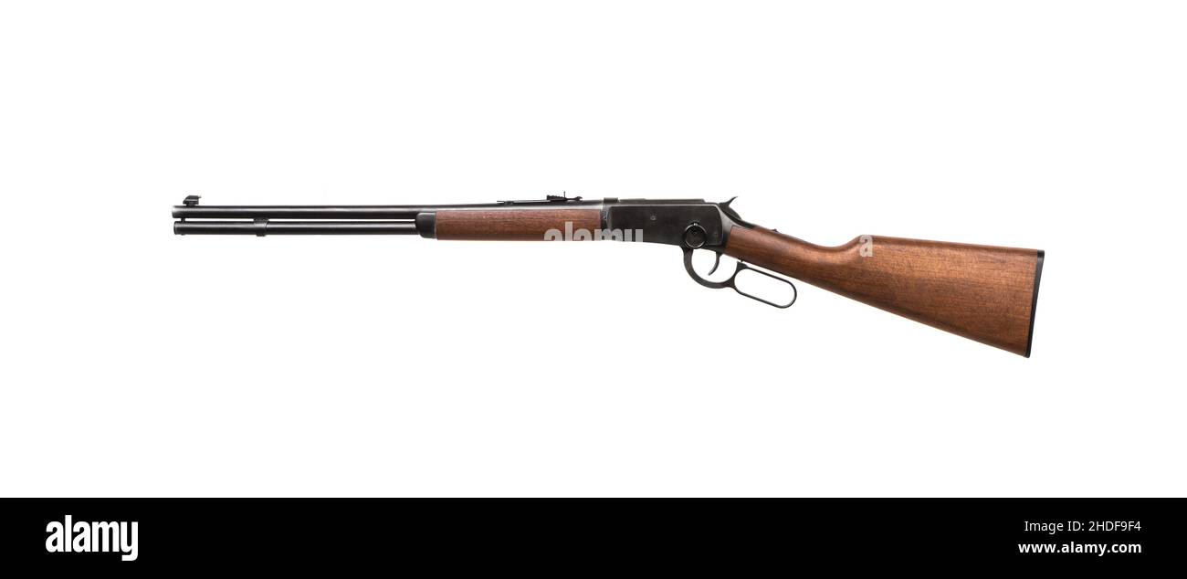 American rifle of the times of the wild west. Vintage weapons. Isolate ...