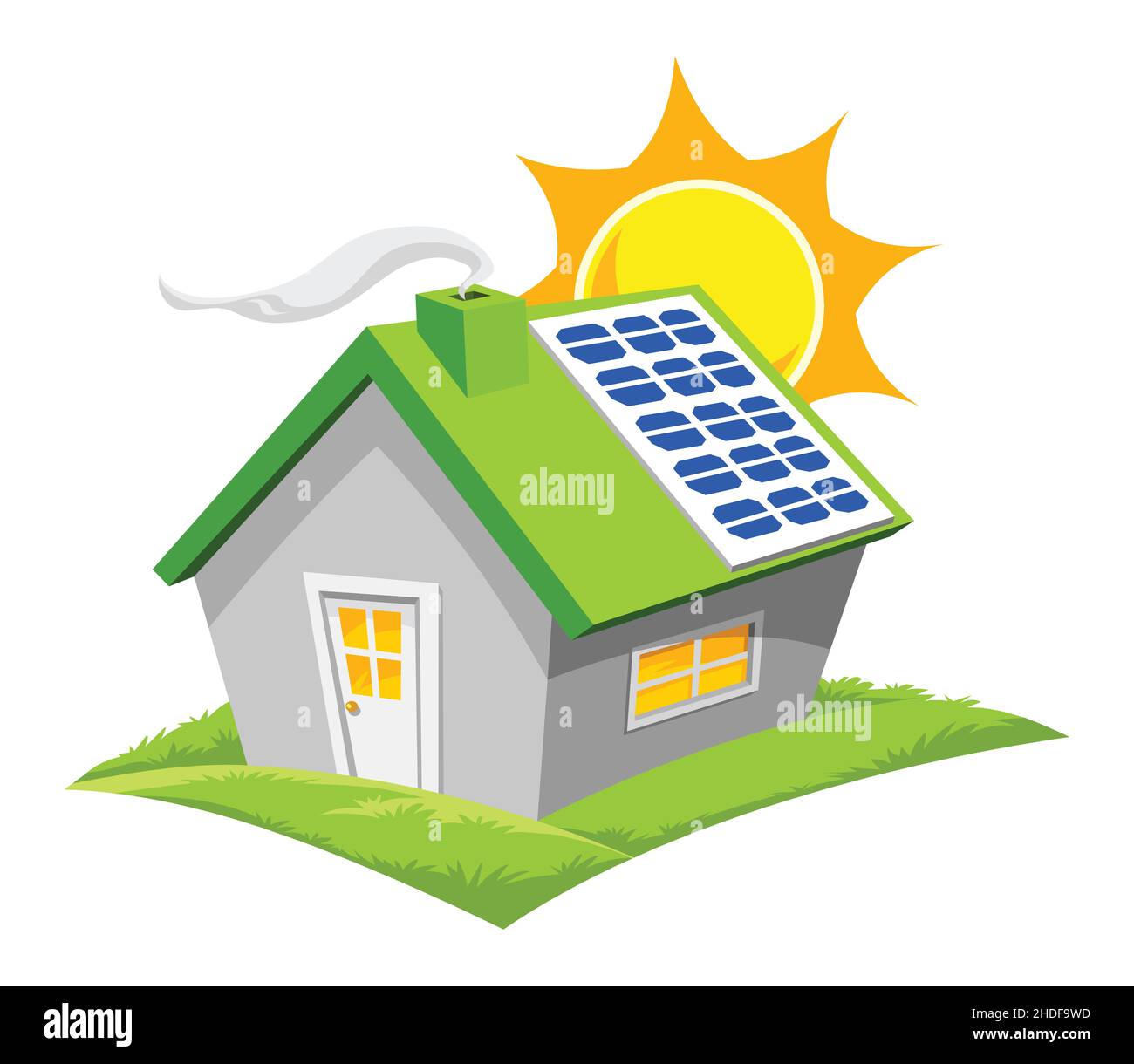 House With Solar Panels Clipart