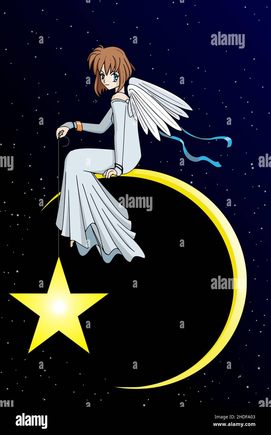angel, stars, crescent, angels, star, crescents Stock Photo - Alamy