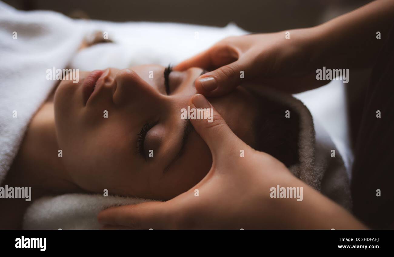 relax, facial massage, relaxation, facial massages Stock Photo - Alamy