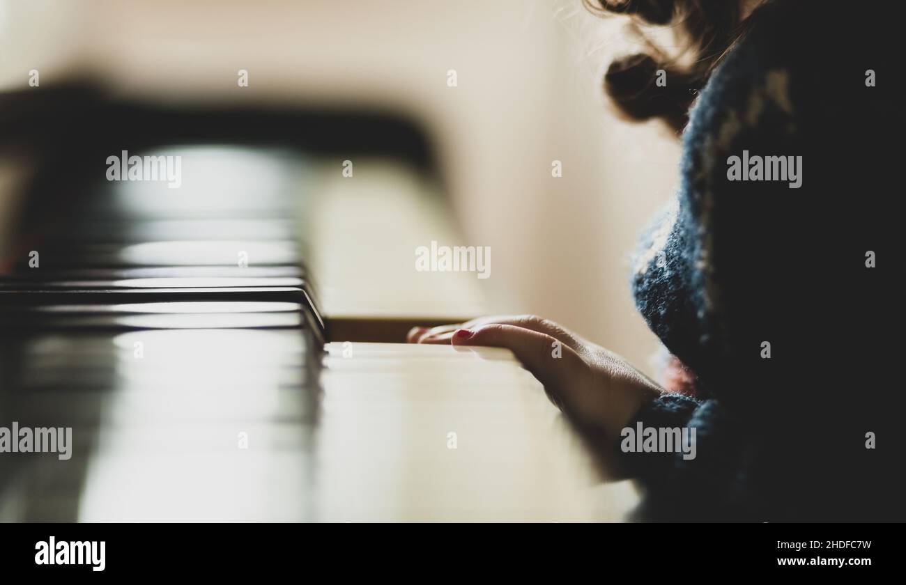 girl, practice, piano keyboard, piano playing, girls, practices, piano ...
