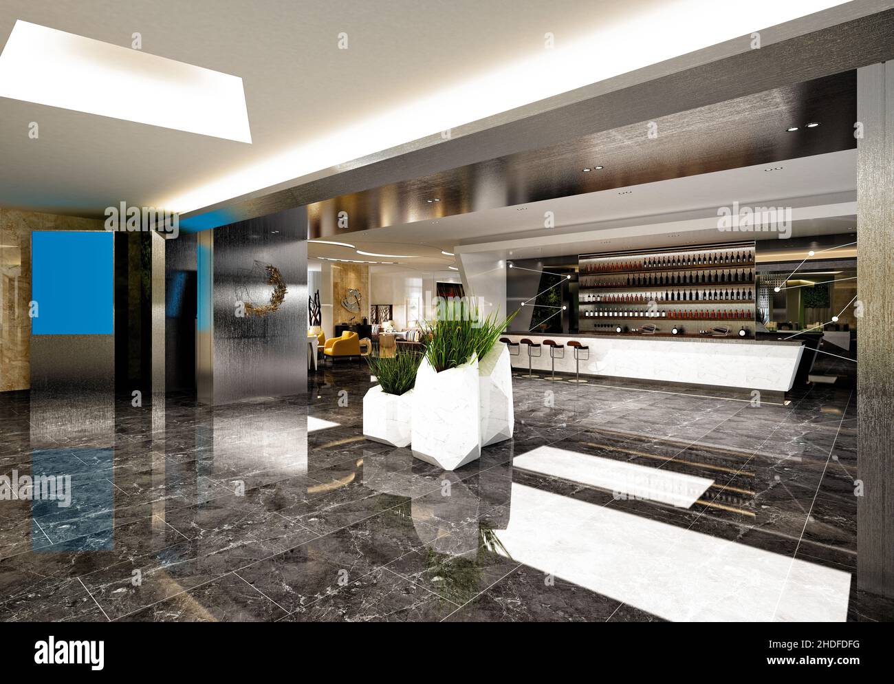 3d render of hotel reception and lobby Stock Photo - Alamy