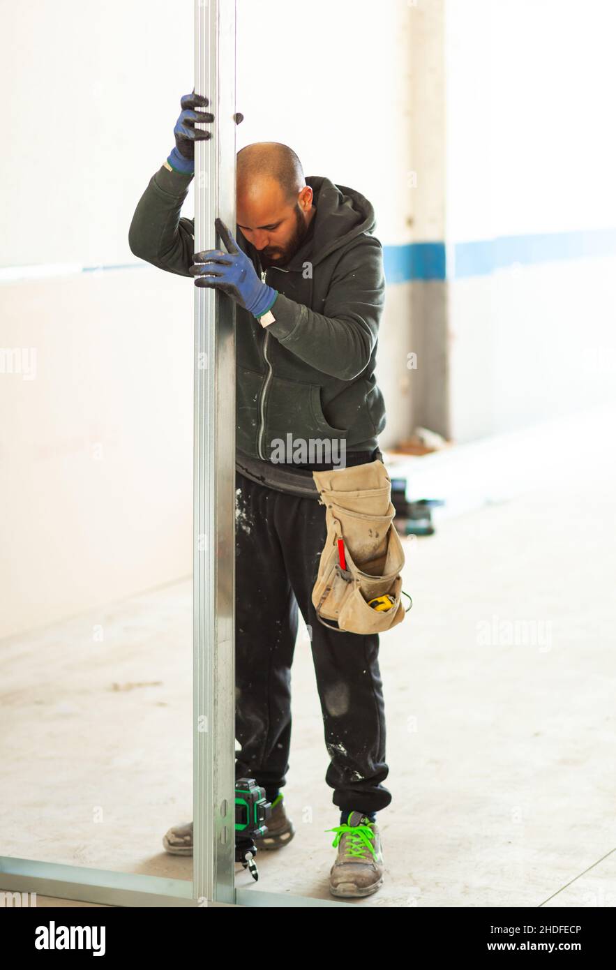 construction worker, construction, wooden frame, blue collar, builder ...