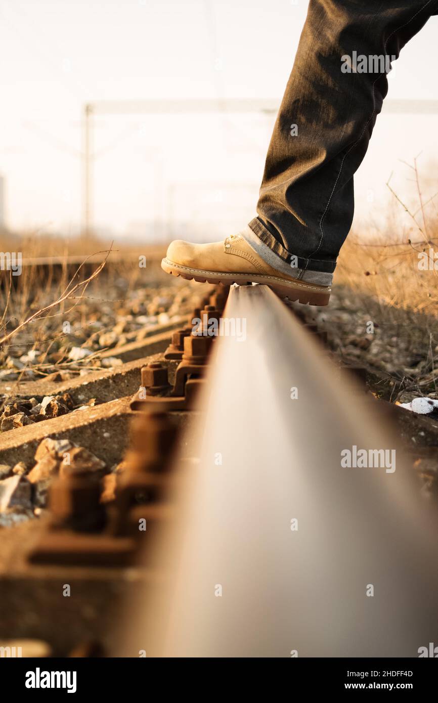 danger, railroad track, entering, dangers, railroad tracks Stock Photo ...
