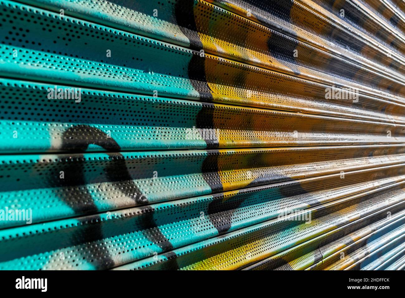 Graffiti covered shop shutter, Peckham, London Stock Photo - Alamy
