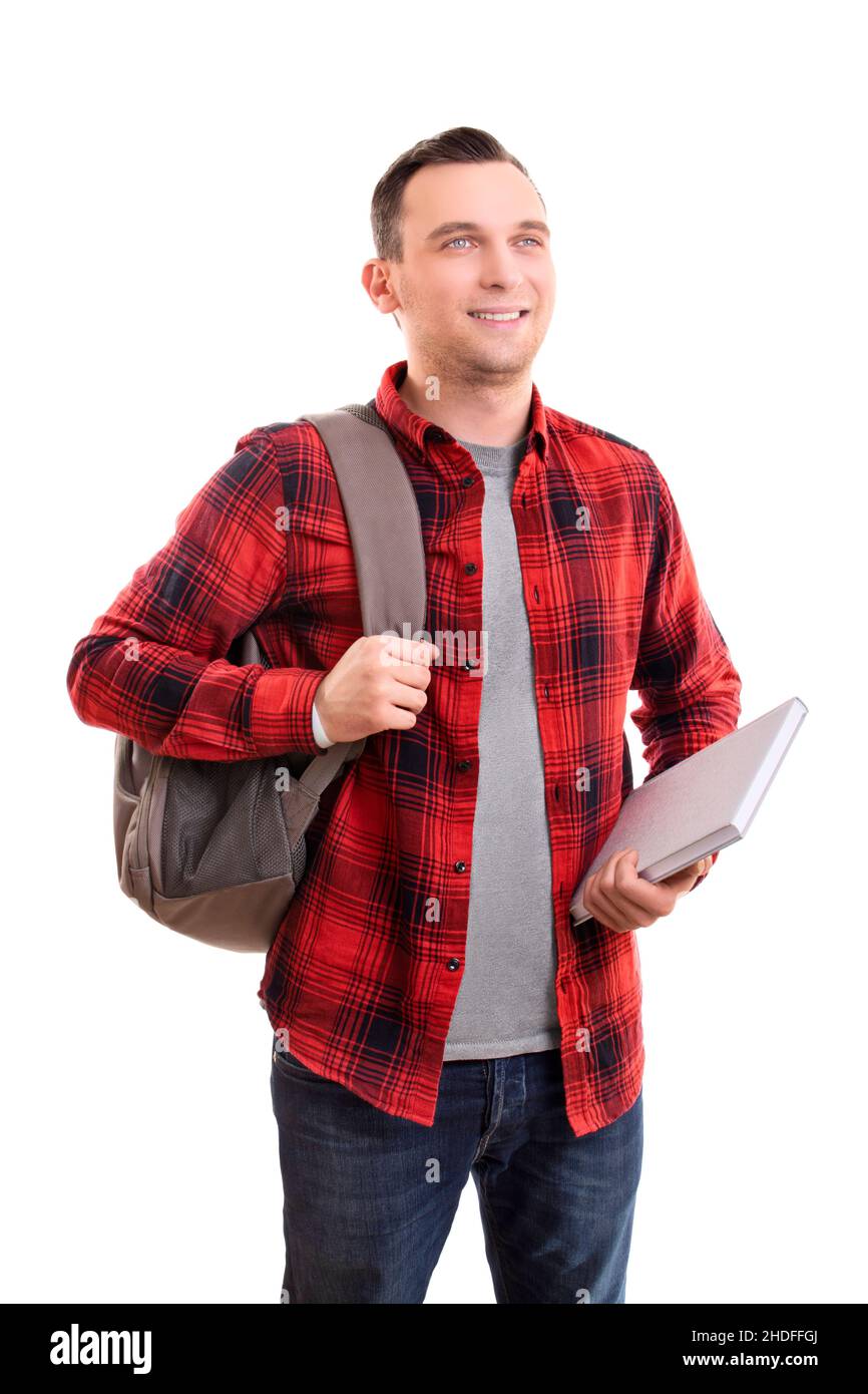 One male person, college, backpack Cut Out Stock Images & Pictures - Alamy