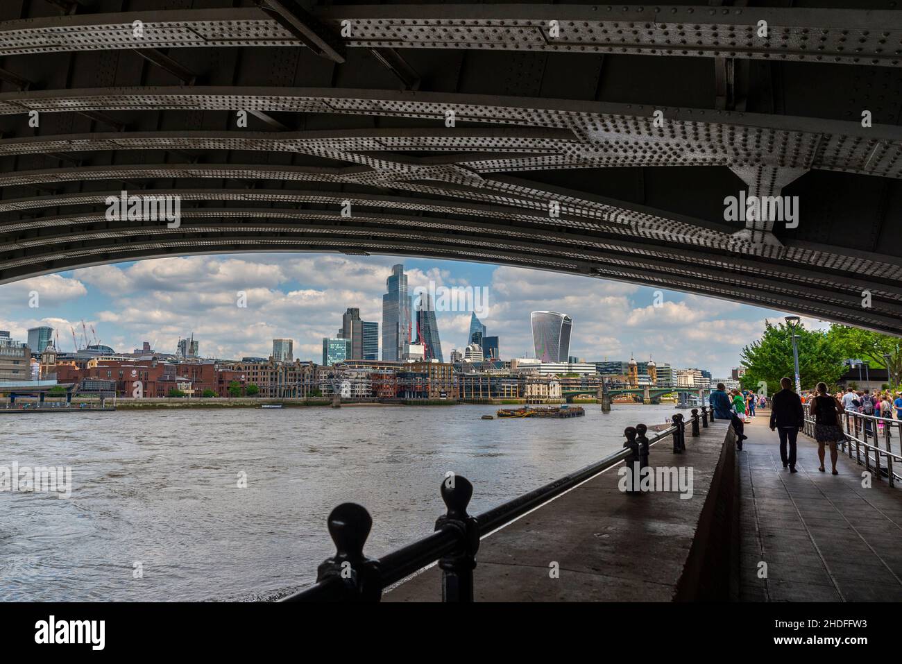 View of the City of London from underneath Blackfriars railway bridge ...