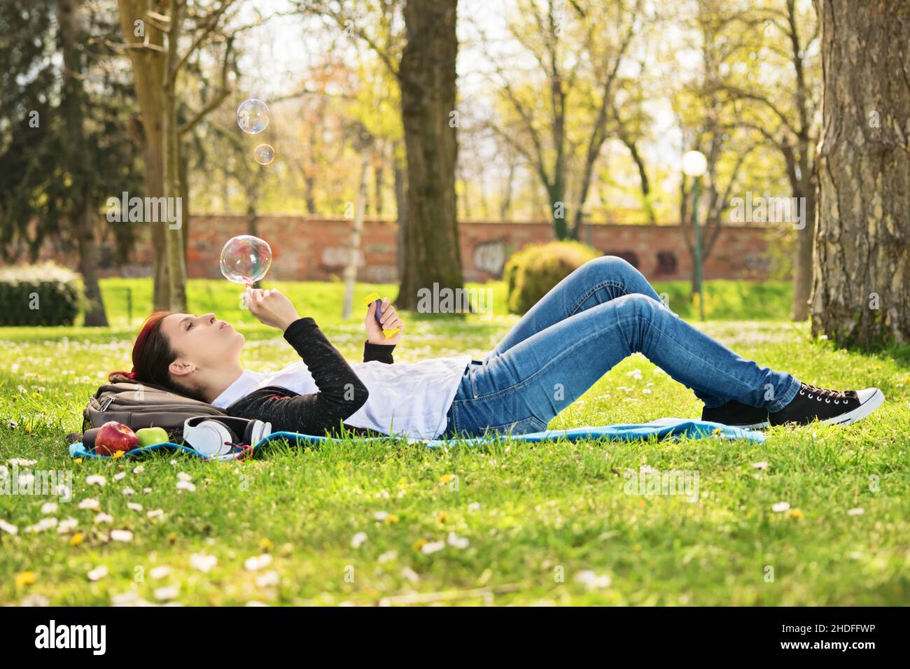 park, relax, soap bubble, parks, relaxation, soap bubbles Stock Photo ...
