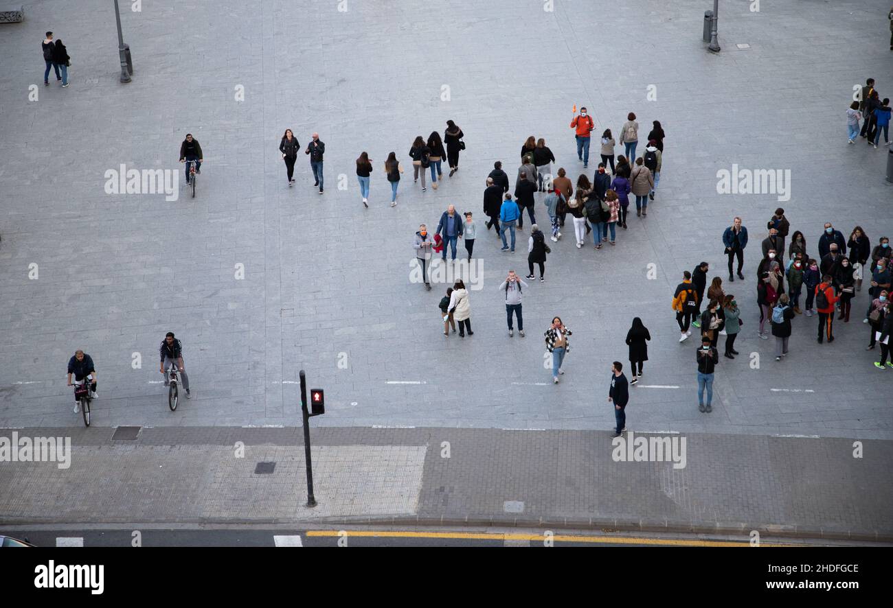 aerial view of people and cars on the street Stock Photo - Alamy