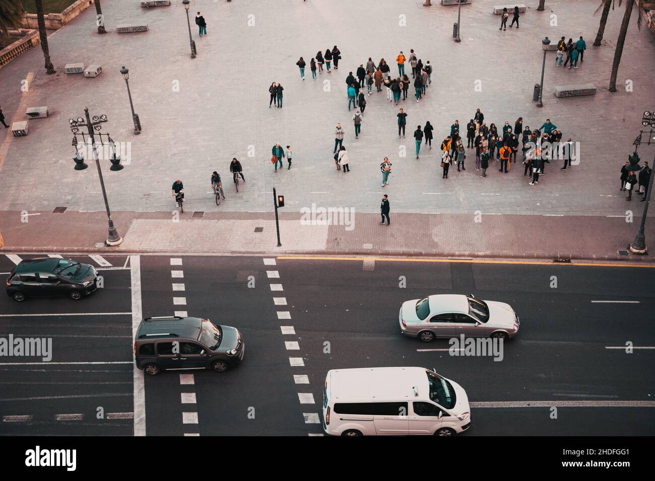 aerial view of people and cars on the street Stock Photo - Alamy