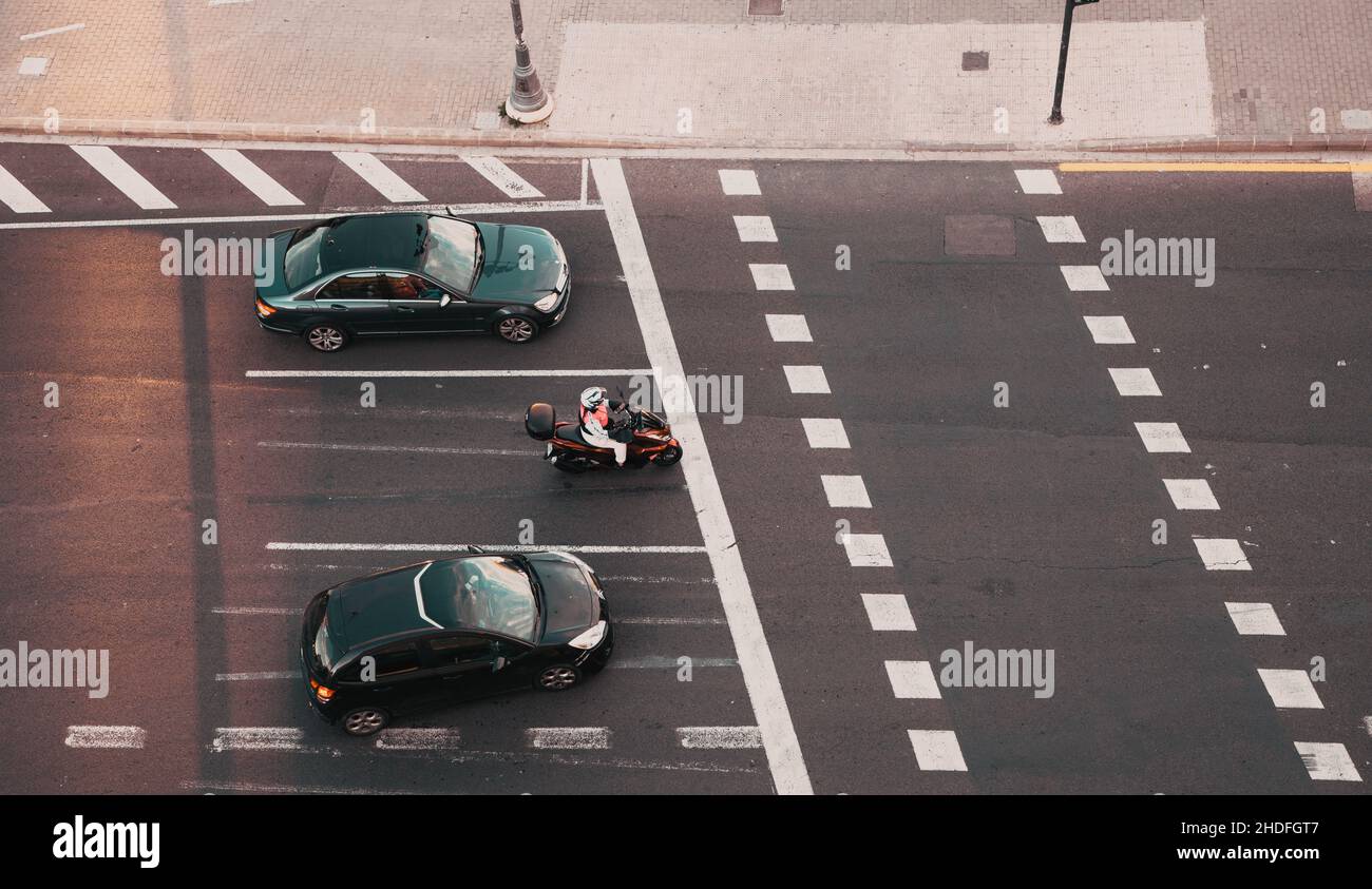 aerial view of street traffic cars and motorcycle Stock Photo - Alamy