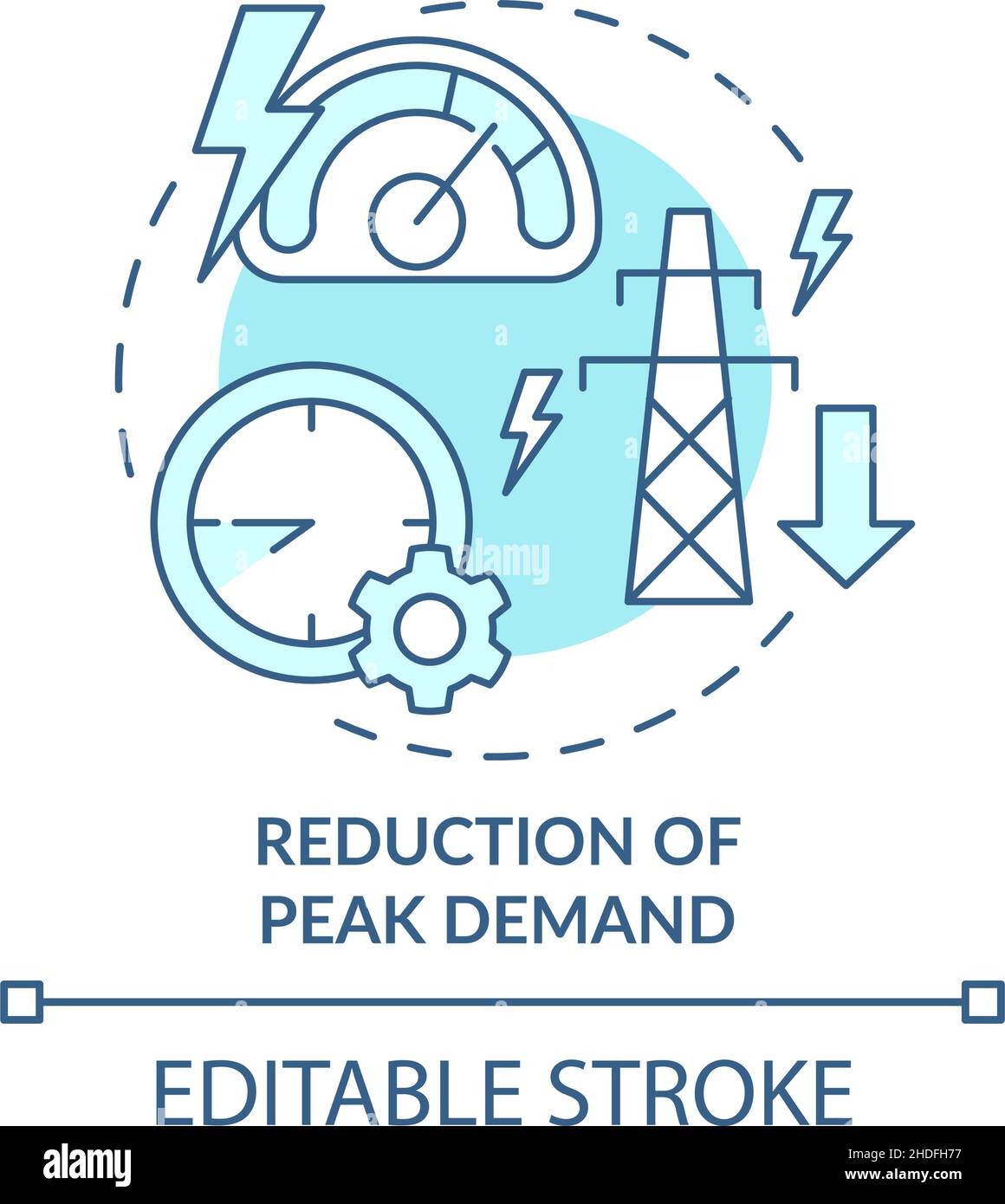 Reduction of peak demand turquoise concept icon Stock Vector Image ...