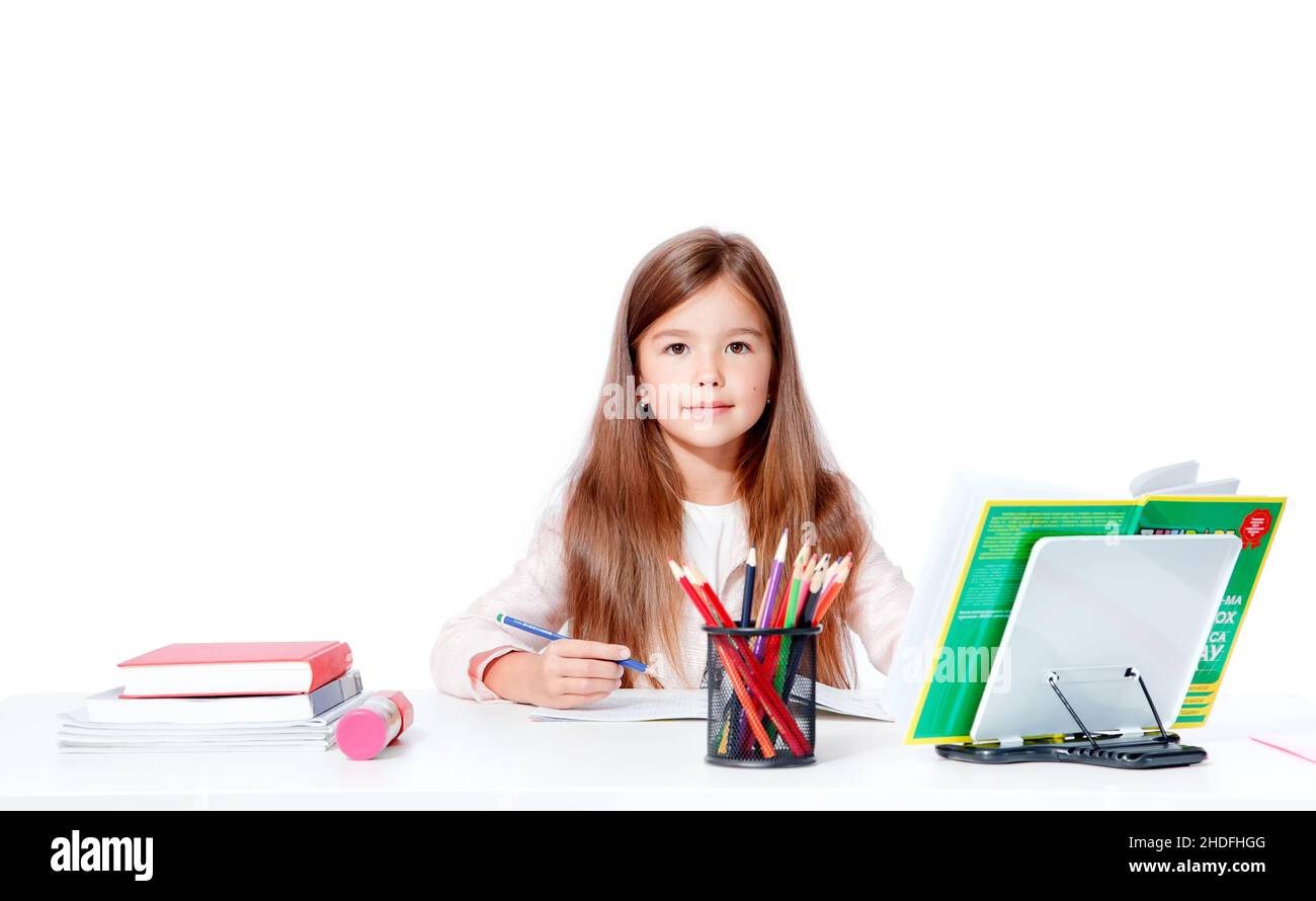girl, desk, homework, girls, desks, homeworks Stock Photo - Alamy